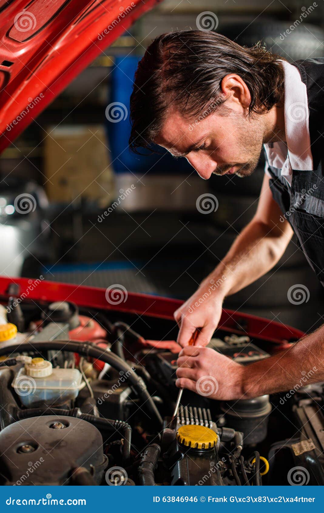 Auto Mechanic Fixing Car Engine Stock Photo - Image of repair, people ...