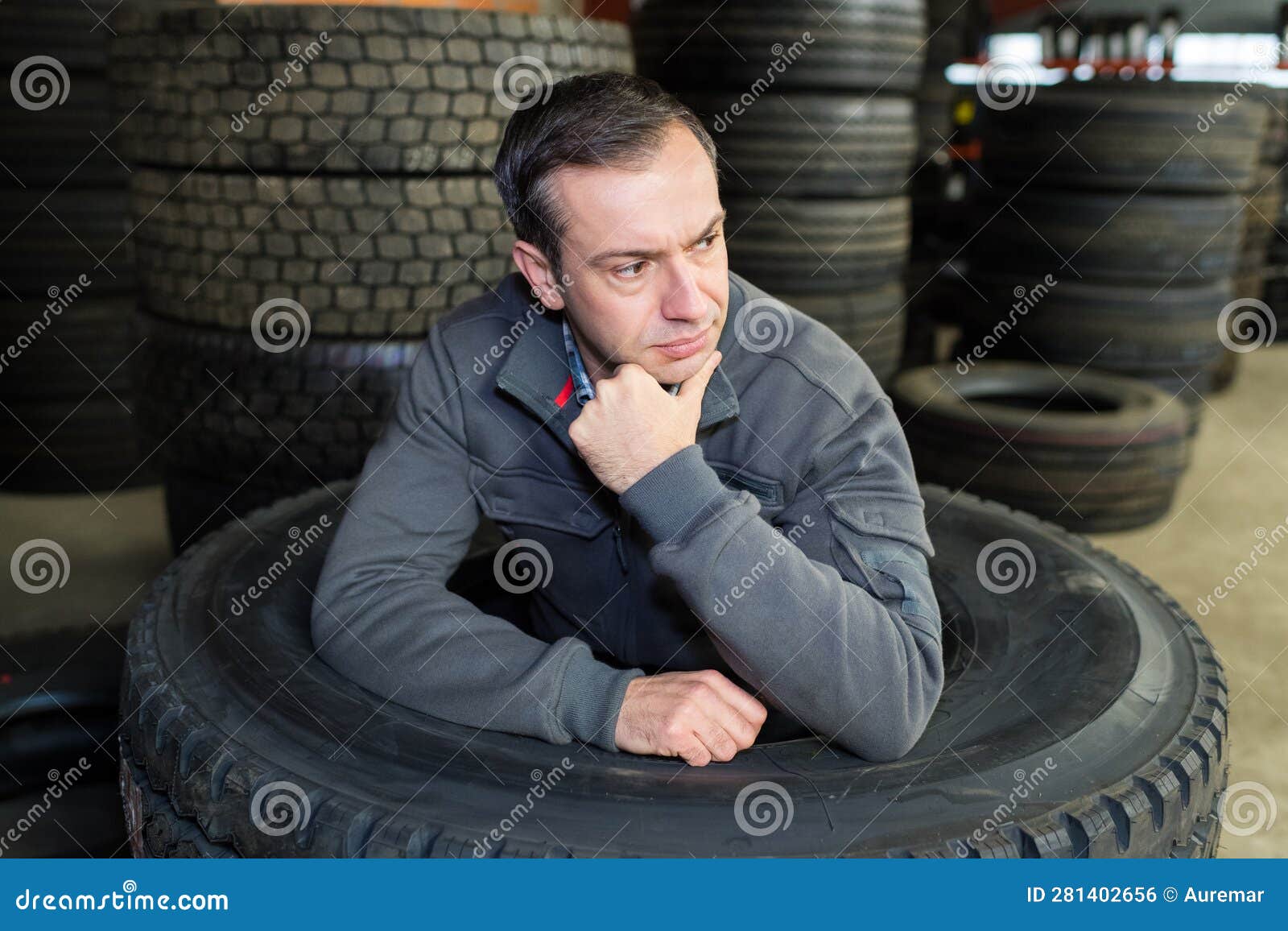 Auto Mechanic Man Thinking at Workshop Stock Photo - Image of motor ...