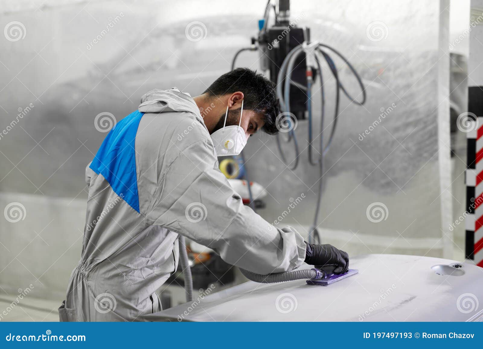 Auto Mechanic Polish Car Surface, Clean Stock Image - Image of fancy ...