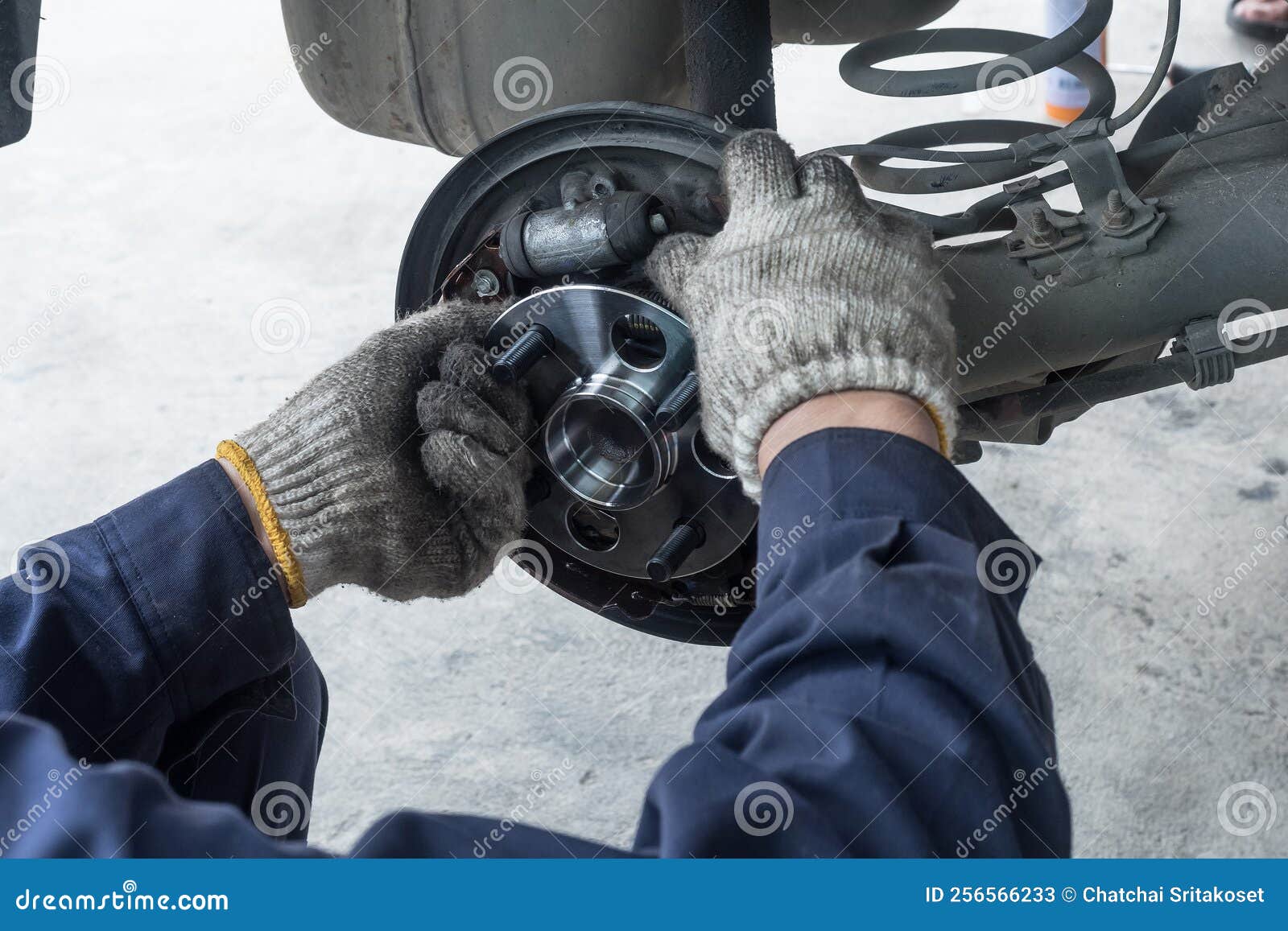 Auto Mechanic Putting Brake Pads Drum Brake Type Stock Image - Image of ...