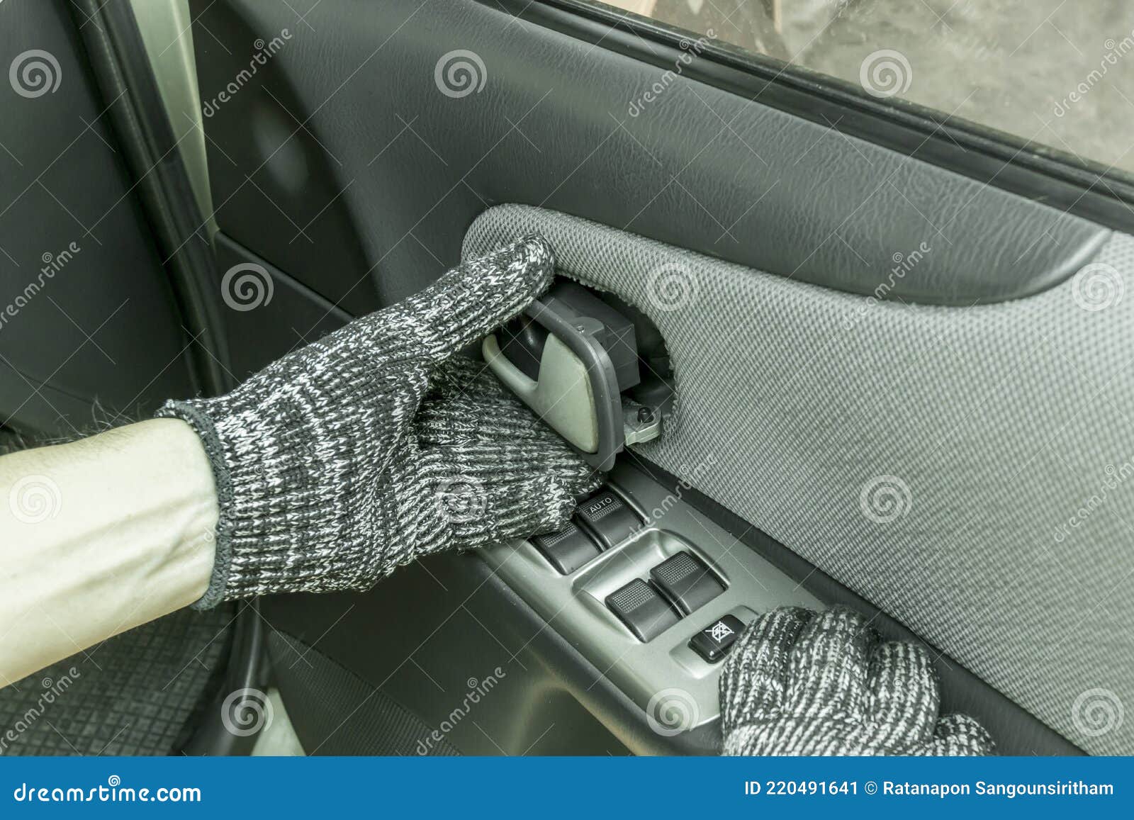 Auto Mechanic Remove Car Inner Handle, Car Maintenance Service Stock ...