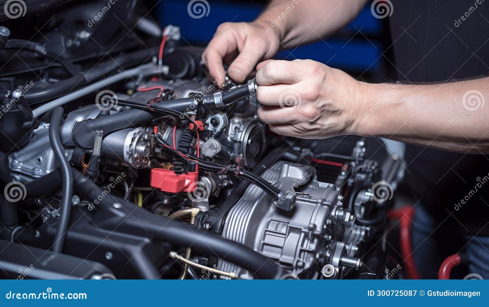 Auto Mechanic Repairing Car Engine in Workshop Generated by AI Stock ...