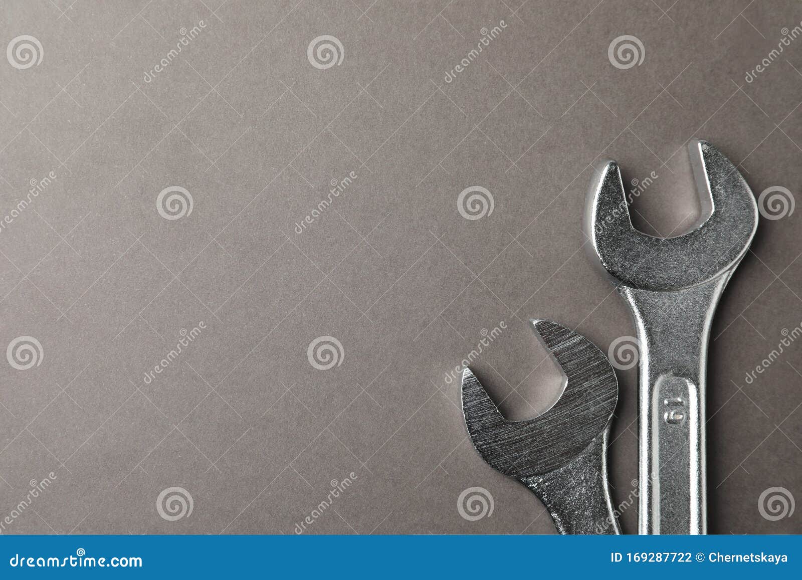 Auto Mechanic`s Tools on Grey Background. Space for Text Stock Photo ...