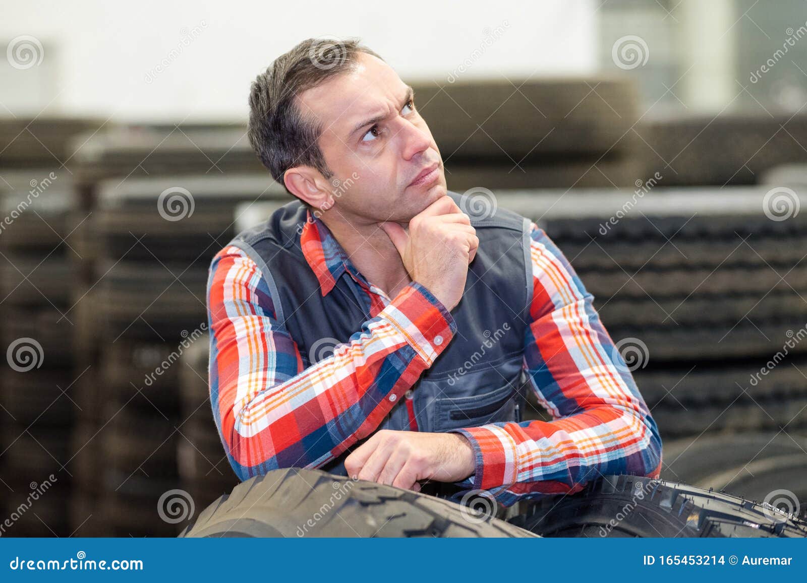 Auto Mechanic Thinking in Workshop Stock Photo - Image of transport ...