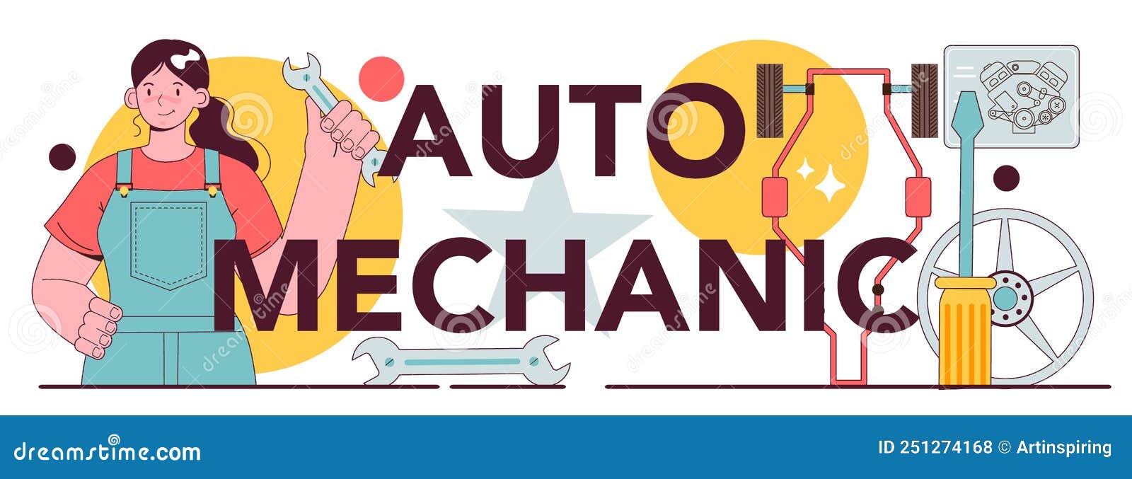 Auto Mechanic Typographic Header. Mechanic in Uniform Check Stock ...