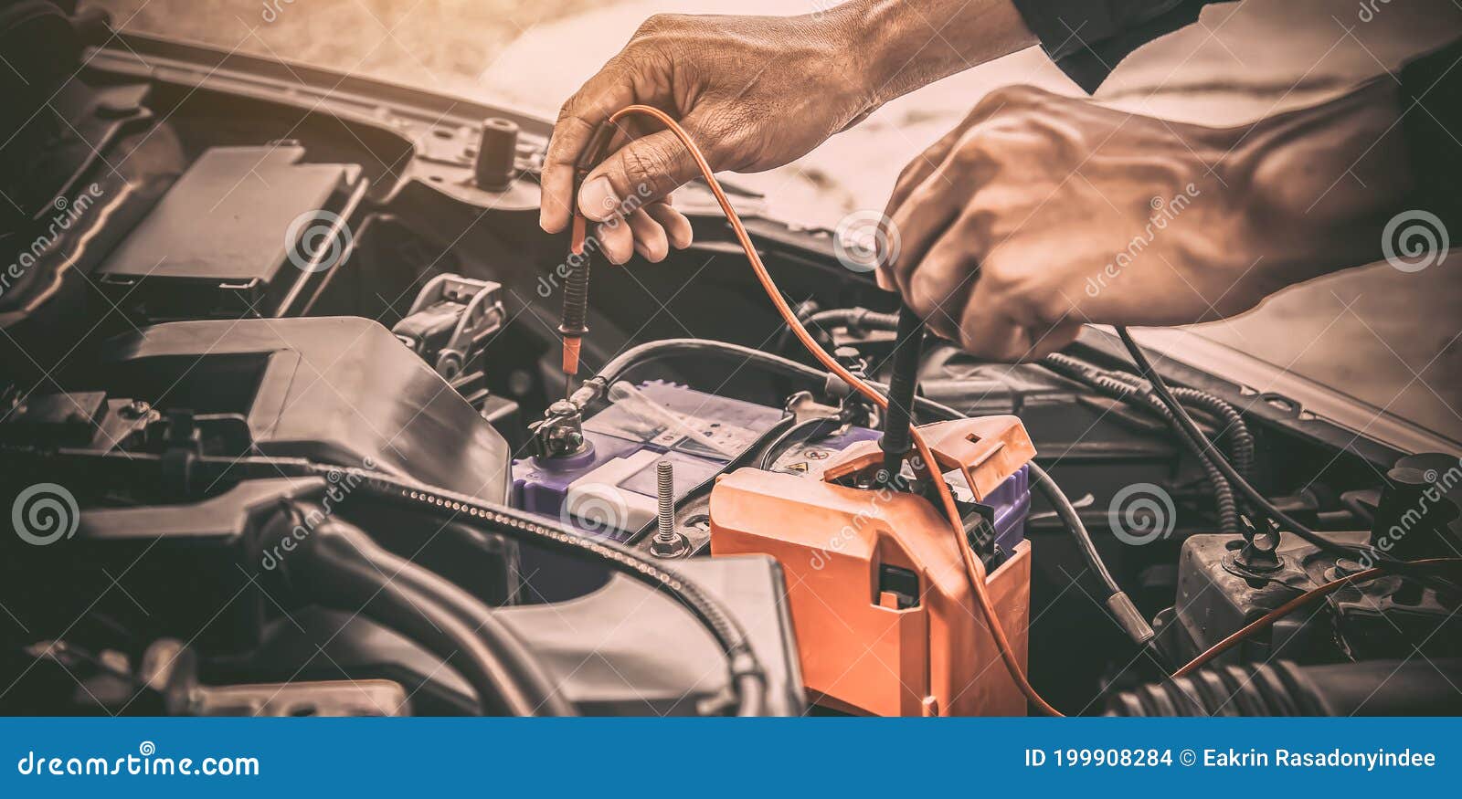 Auto Mechanic are Using Measuring Equipment Tool for Checking Car ...