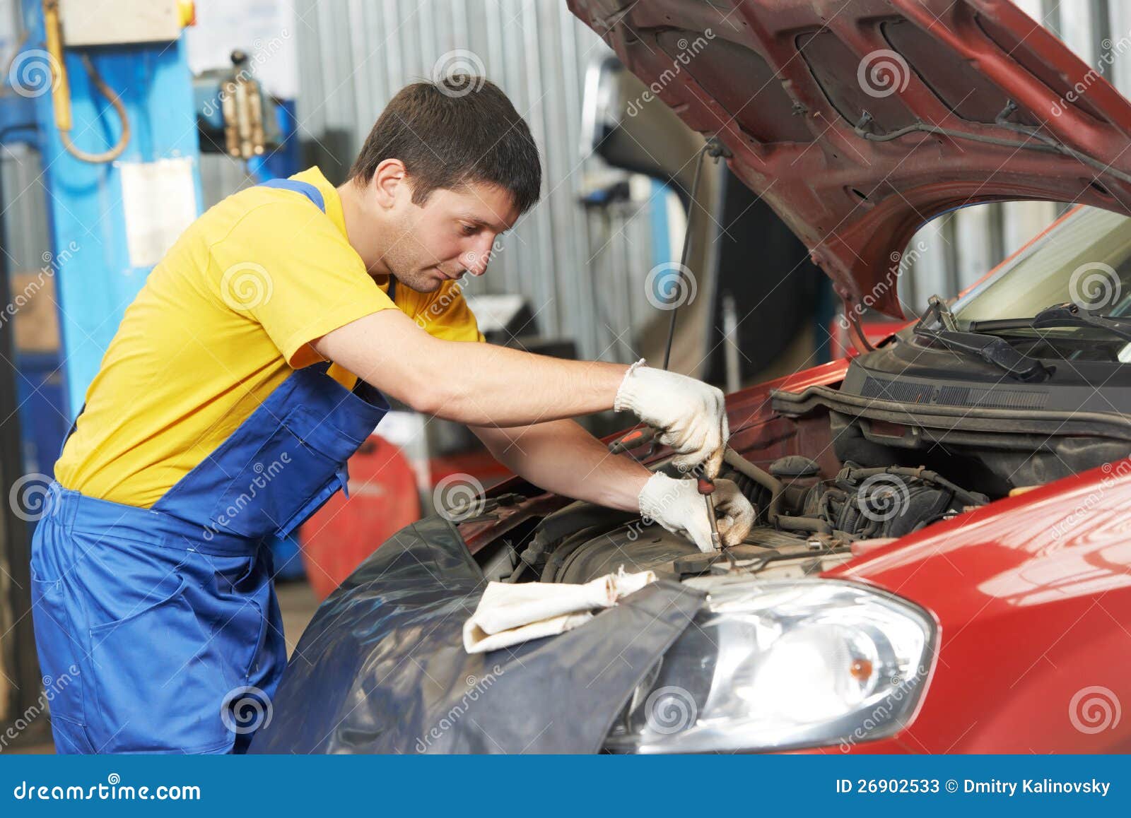 Auto Mechanic at Work with Wrench Stock Image - Image of gasoline ...