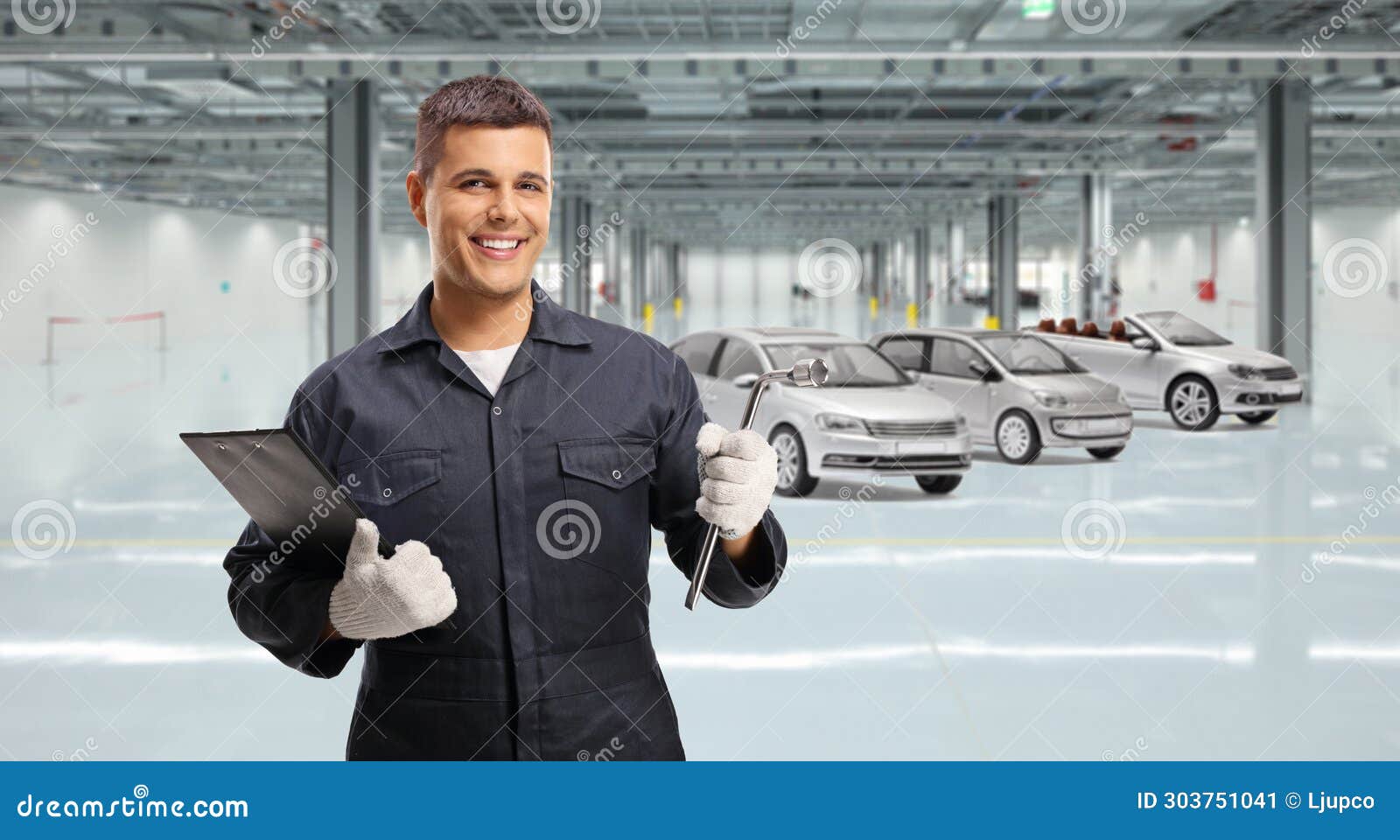 Auto Mechanic Worker Holding Tool in a Garage Stock Image - Image of ...