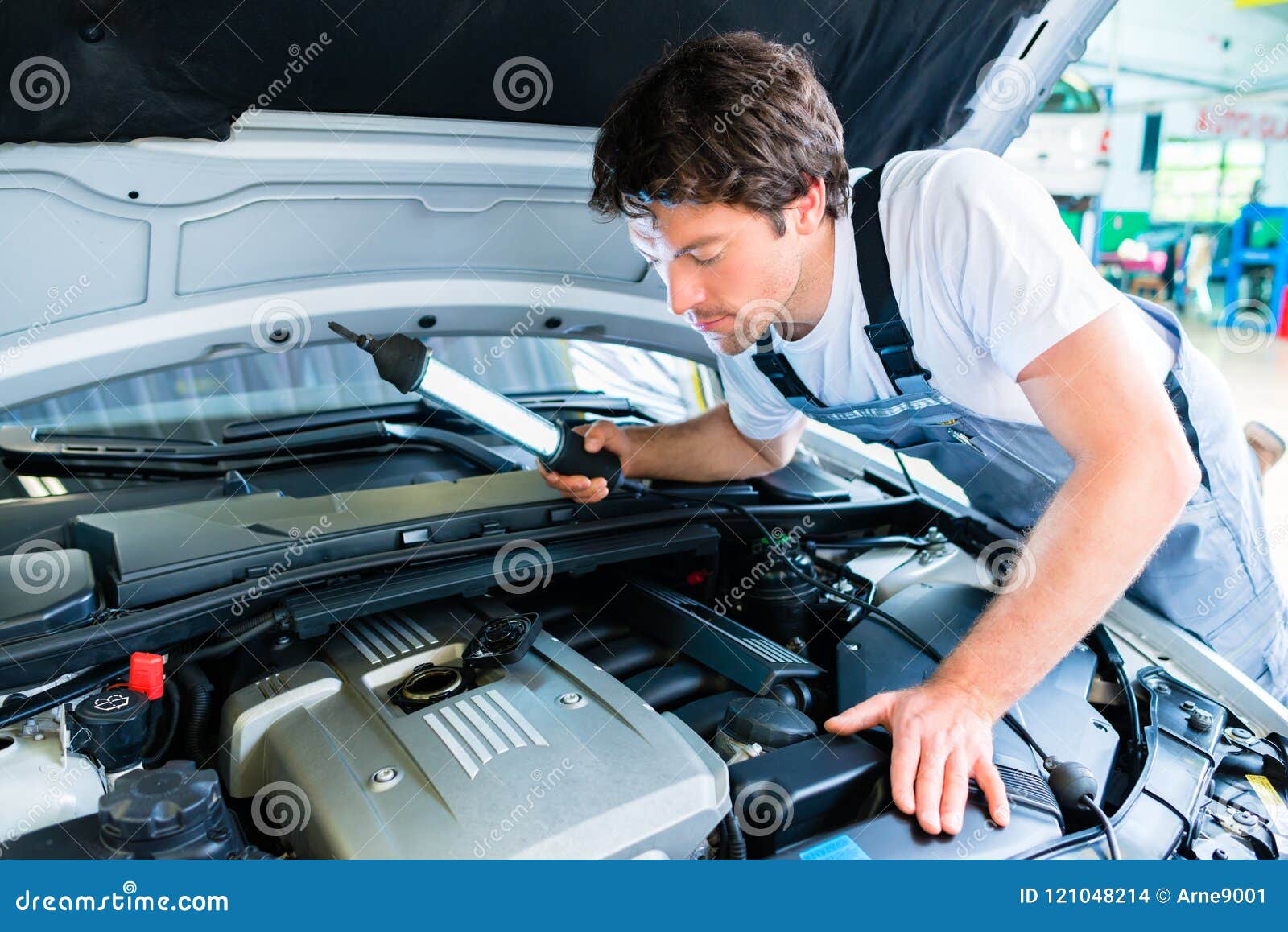 Auto Mechanic Working in Car Service Workshop Stock Photo - Image of ...