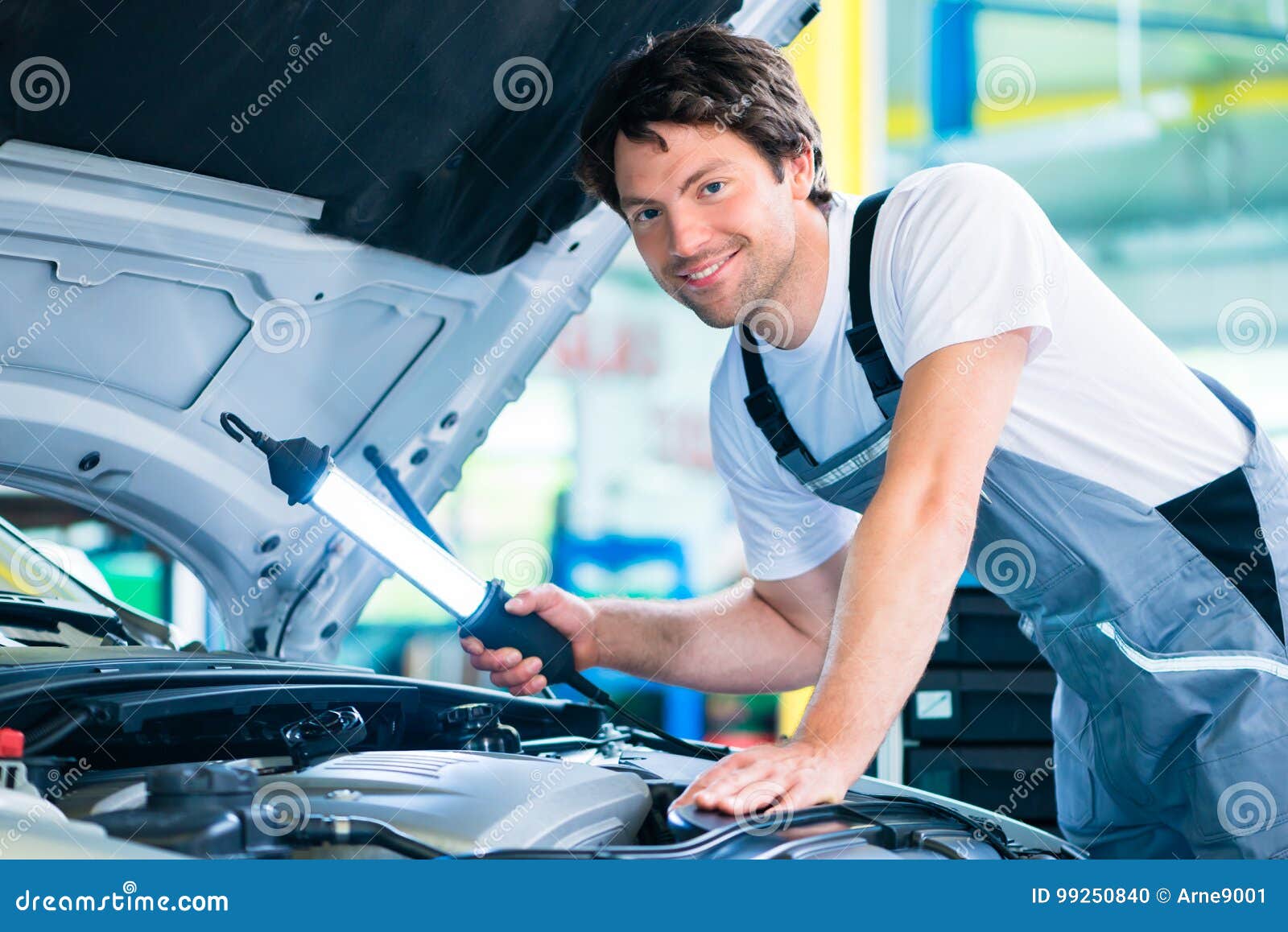 Auto Mechanic Working in Car Service Workshop Stock Photo - Image of ...