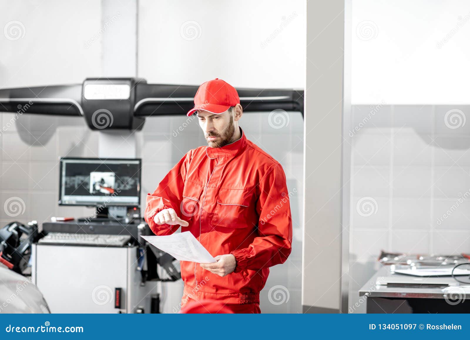 Auto Mechanic Working with Computer Stock Image - Image of mechanic ...