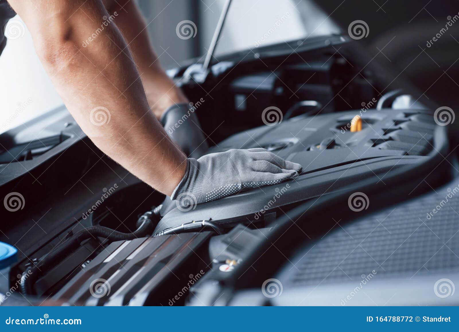 Auto Mechanic Working in Garage. Repair Service Stock Photo - Image of ...