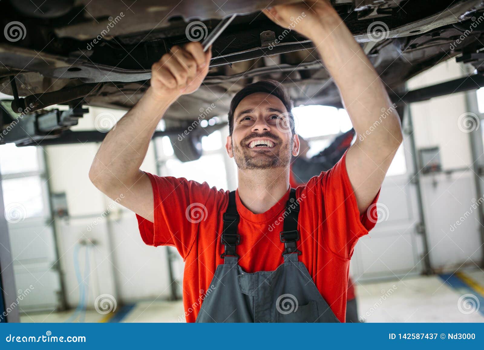Auto Mechanic Working in Garage. Repair Service Stock Image - Image of ...