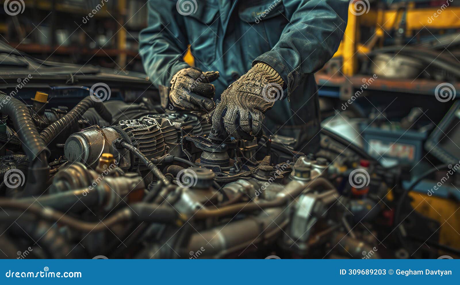 Auto Mechanic Working in Workshop, Close Up a Car Mechanic Repairing ...