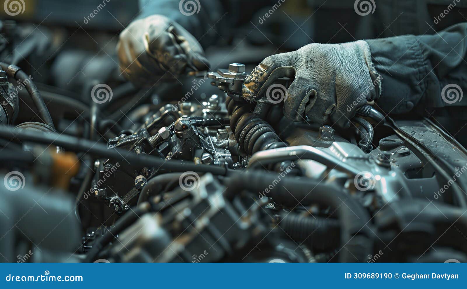 Auto Mechanic Working in Workshop, Close Up a Car Mechanic Repairing ...