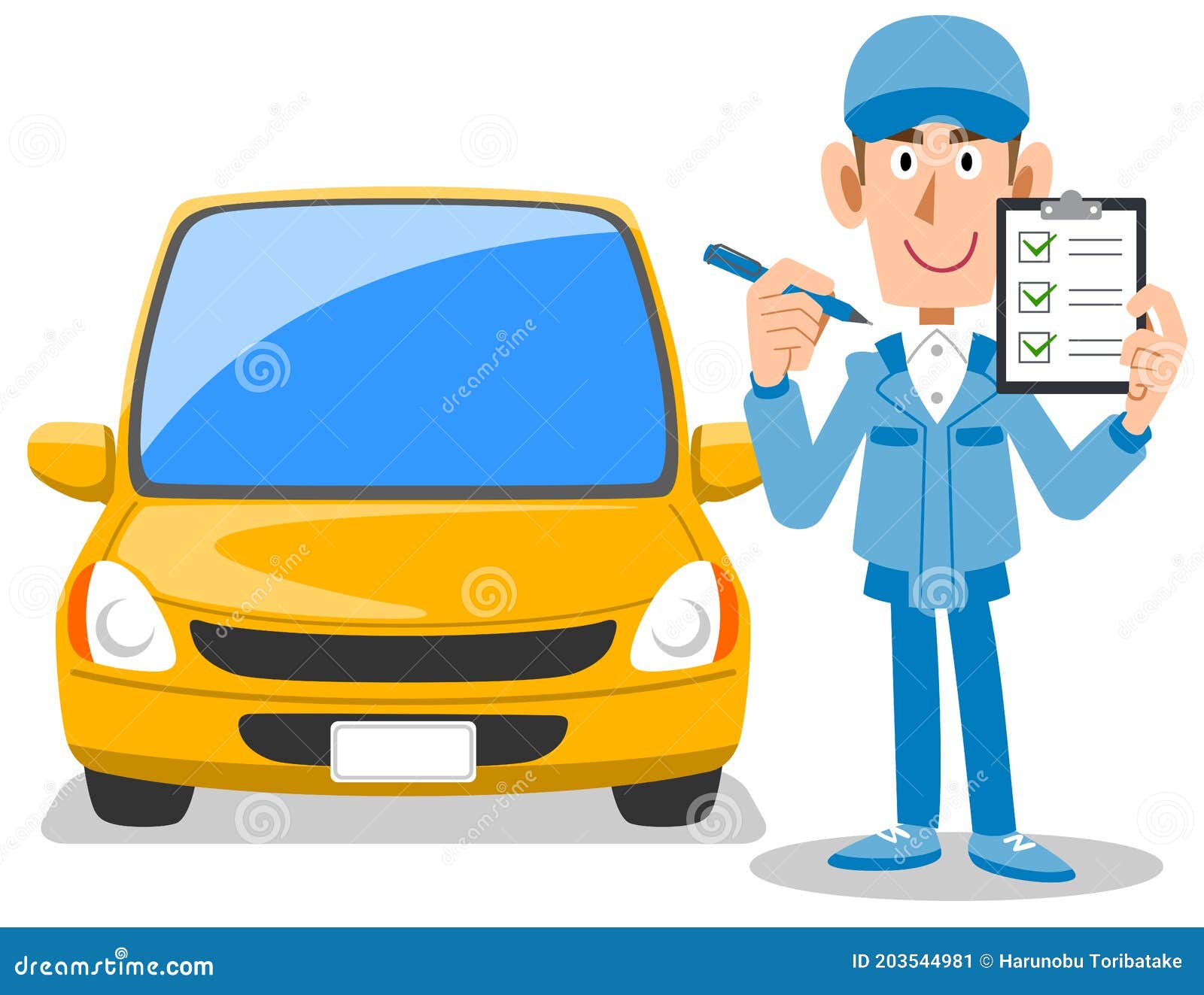 Auto Mechanics And Cars To Fill Out Checkmarks Cartoon Vector ...