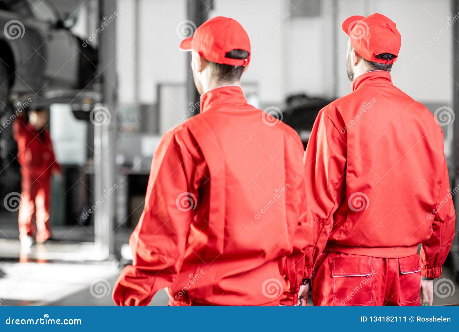 Auto Mechanics Standing Back at the Car Service Stock Image - Image of ...