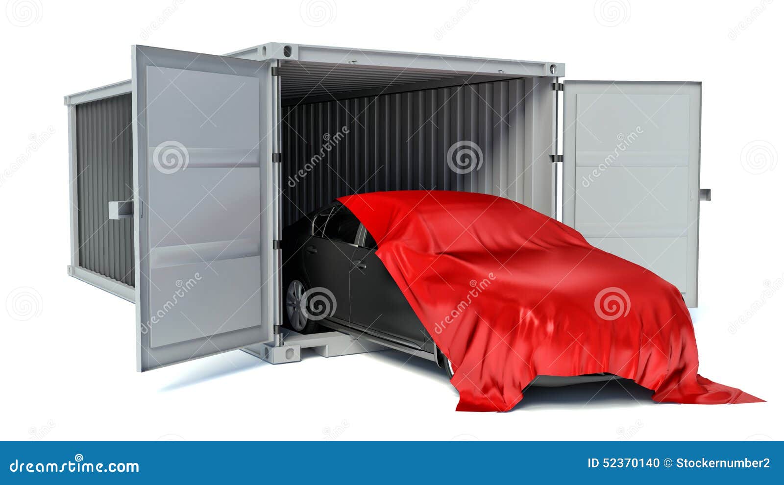 Auto Met Rode Doek En Container Wordt Behandeld Die Stock Illustratie ...