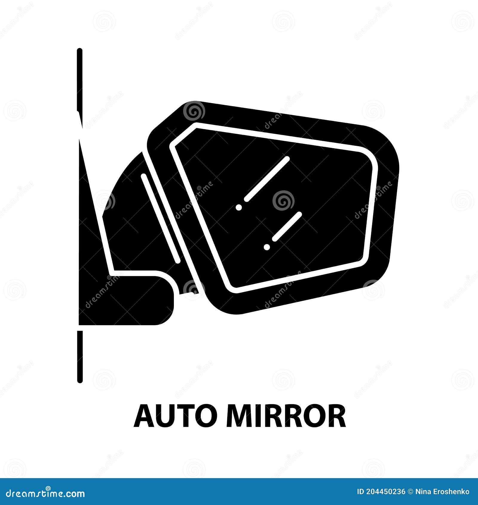 Auto Mirror Icon, Black Vector Sign with Editable Strokes, Concept ...