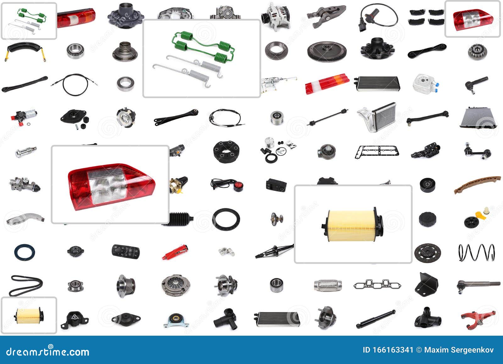 Auto parts collage stock image. Image of engine, automotive - 166163341