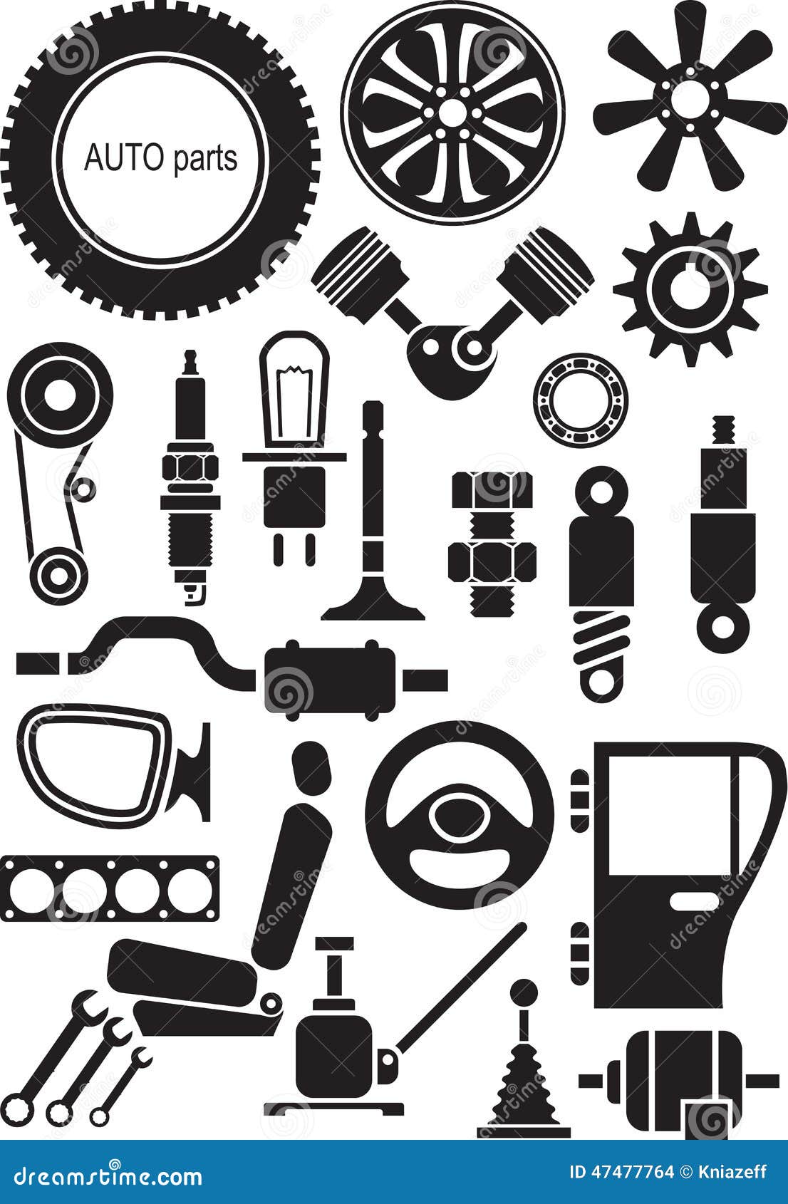 Auto Parts. Set of Vector Signs Stock Vector - Illustration of icons ...