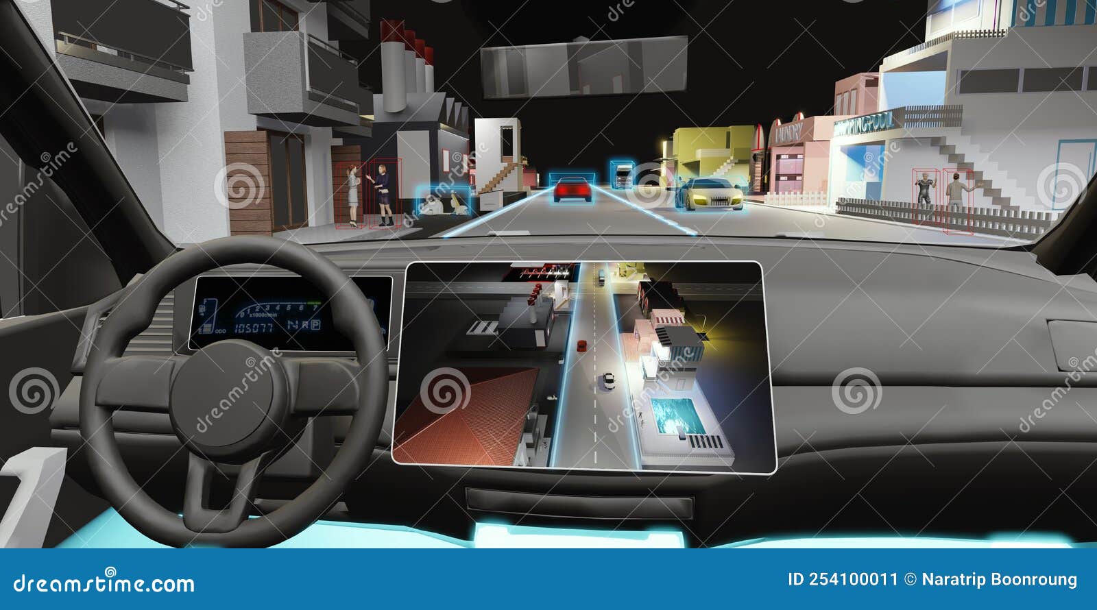 Auto Pilot Autonomous Car Self Driving Vehicle Car Driverless Object