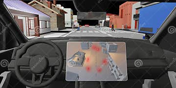 Auto Pilot Car Driverless Screen GPS Object Detection Sensor Digital ...