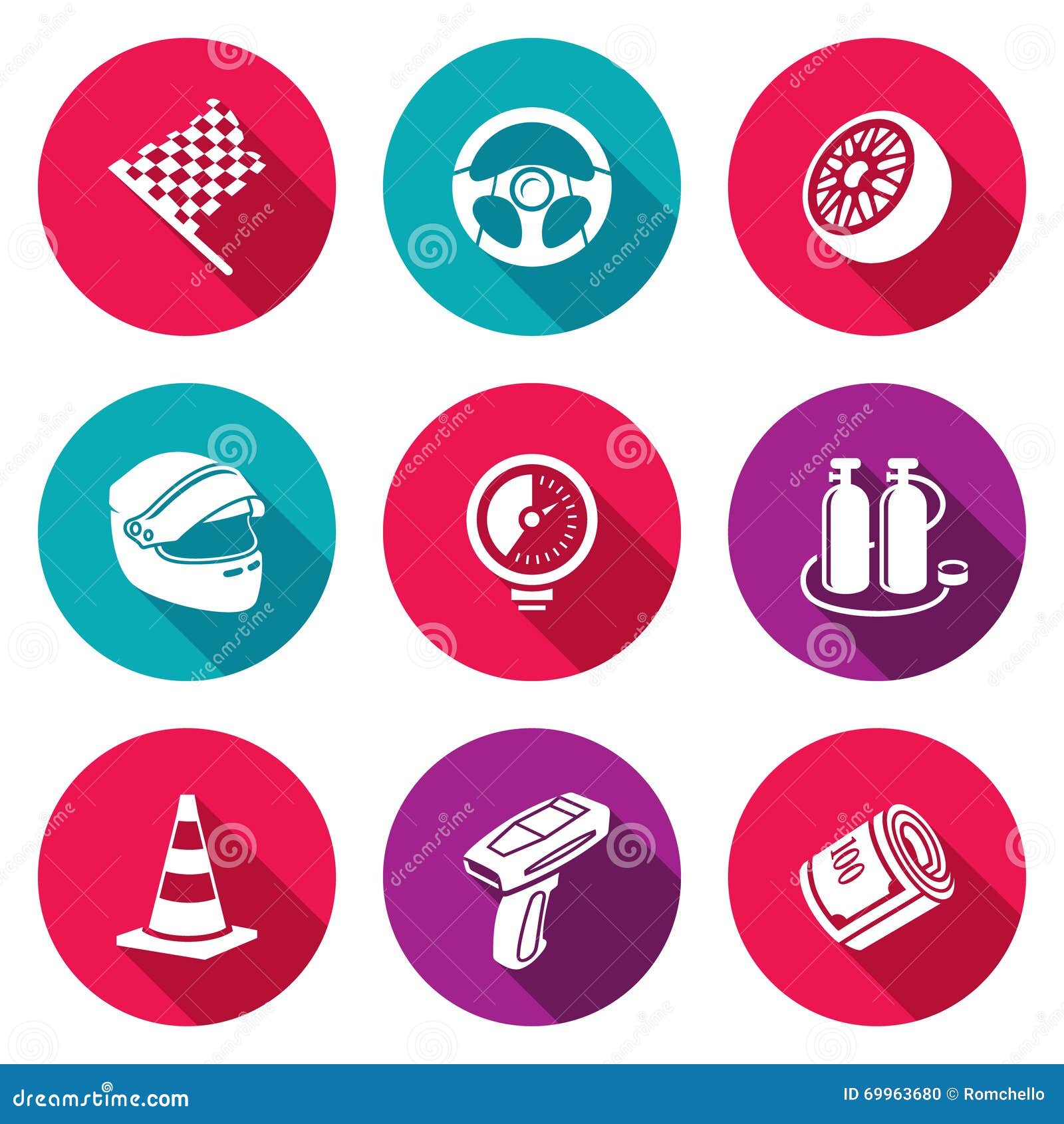 Auto Racing Icons Set. Vector Illustration. Stock Vector - Illustration ...