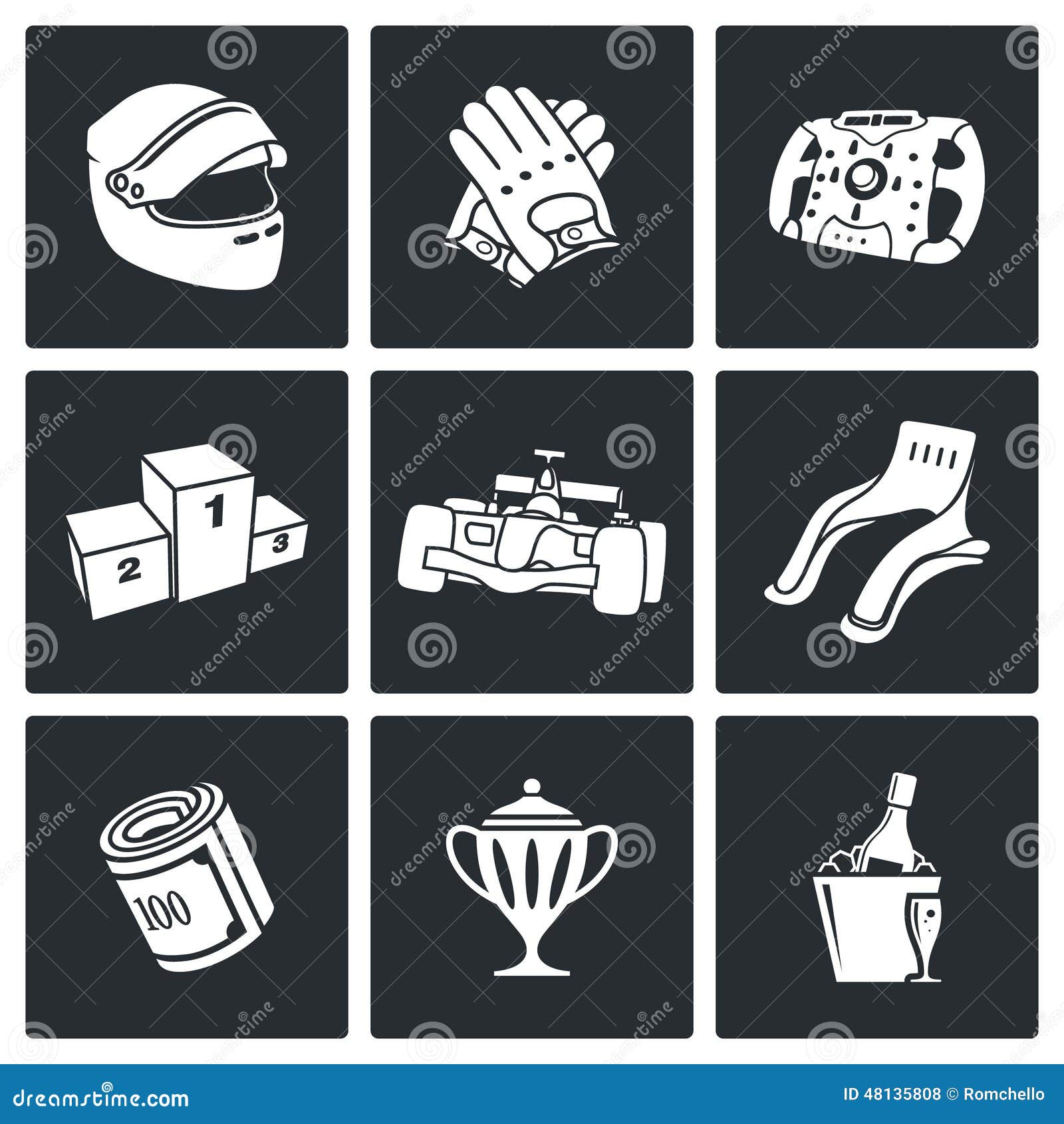 Auto Racing Vector Icons Set Stock Illustration - Illustration of ...