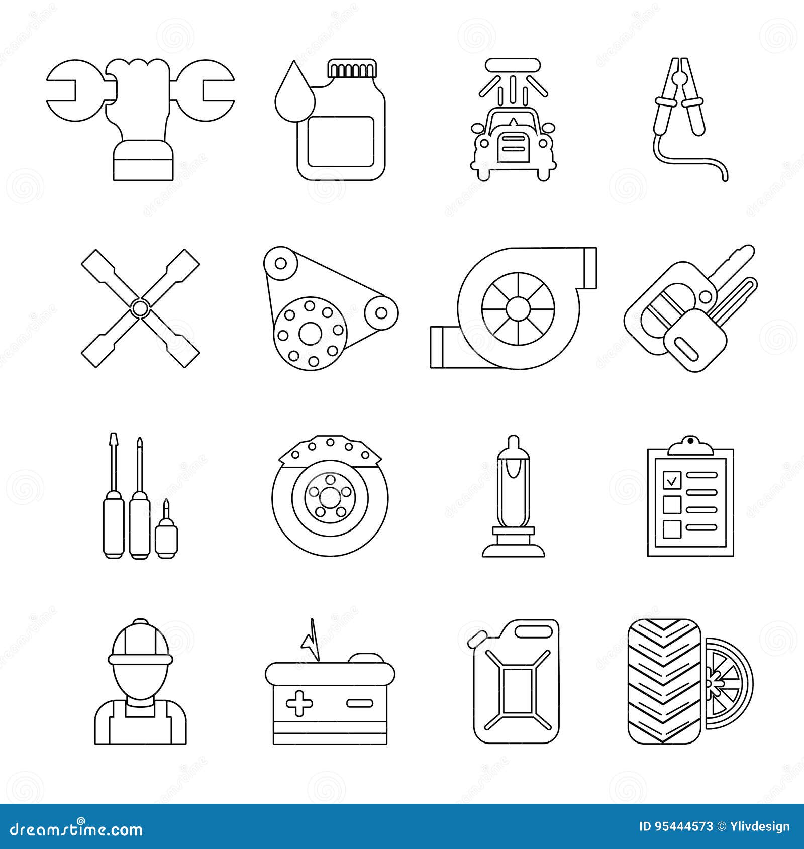 Auto Repair Icons Set, Outline Style Stock Vector - Illustration of ...