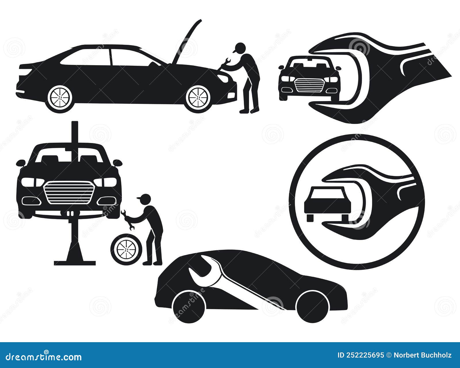 Auto Repair with Auto Mechanic, Illustration Stock Vector ...