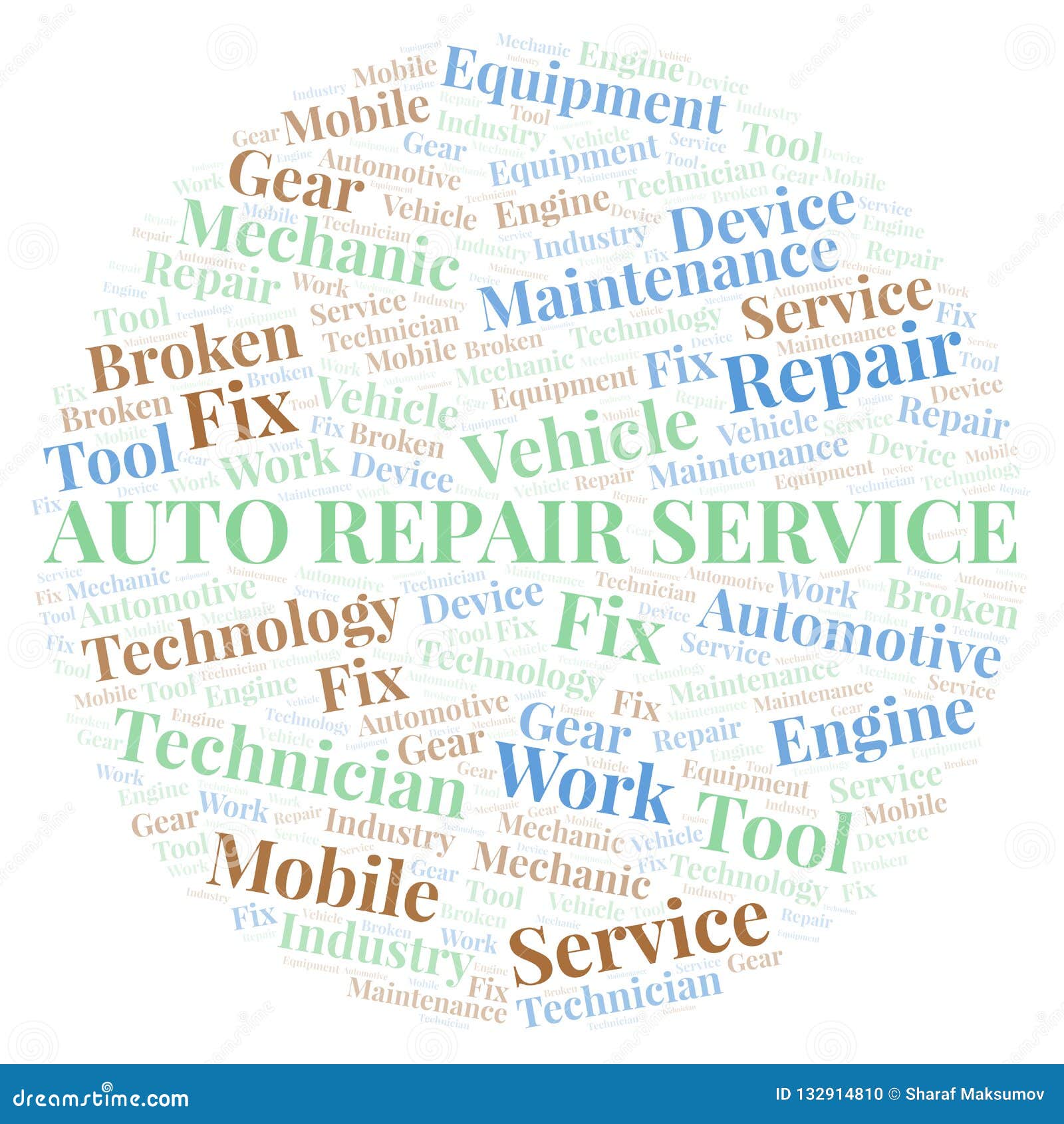 Auto Repair Service Word Cloud Stock Illustration - Illustration of ...