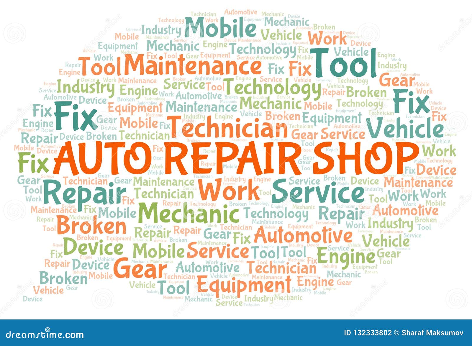 Auto Repair Shop Word Cloud Stock Illustration - Illustration of ...