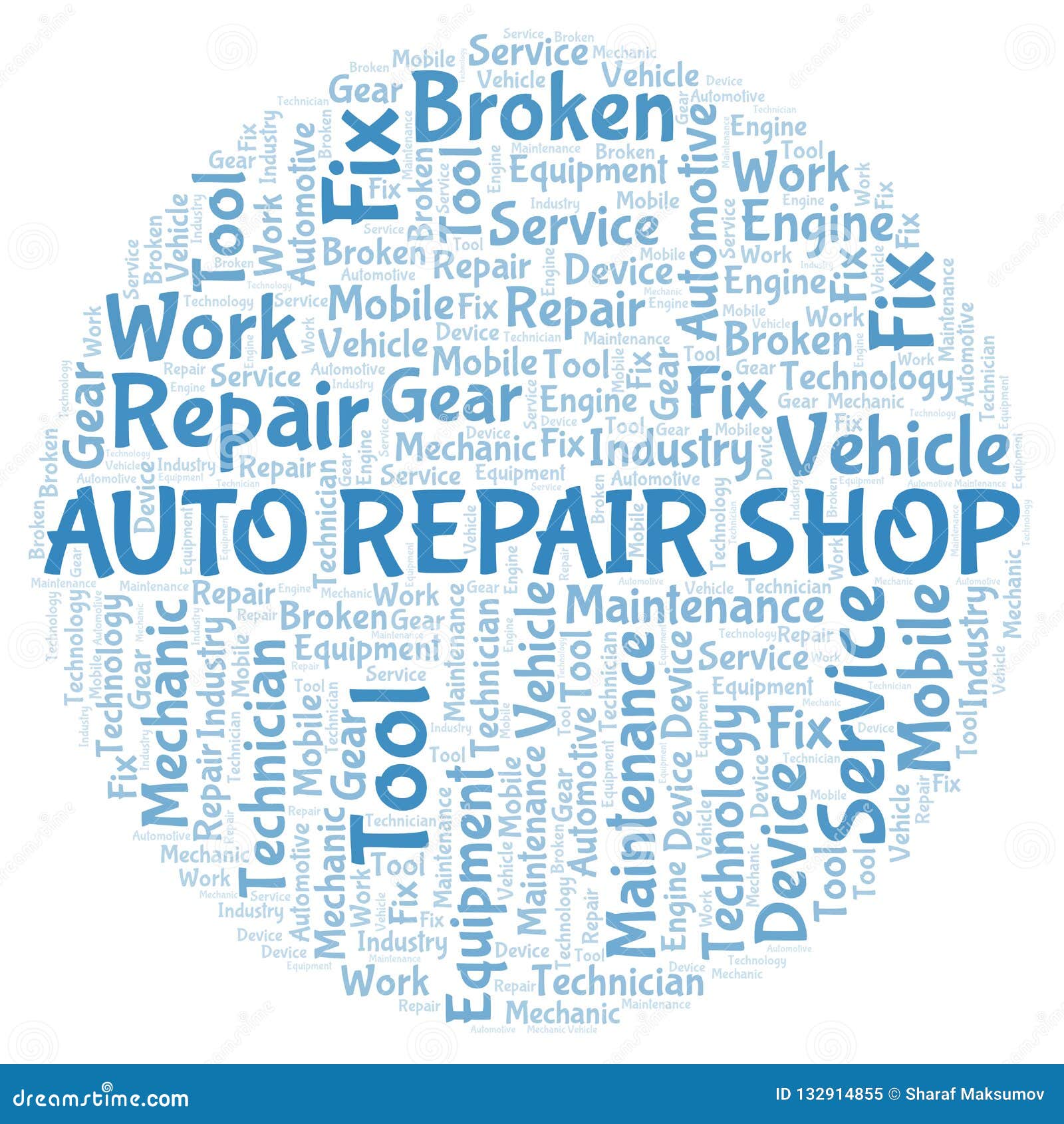 Auto Repair Shop Word Cloud Stock Illustration - Illustration of colors ...