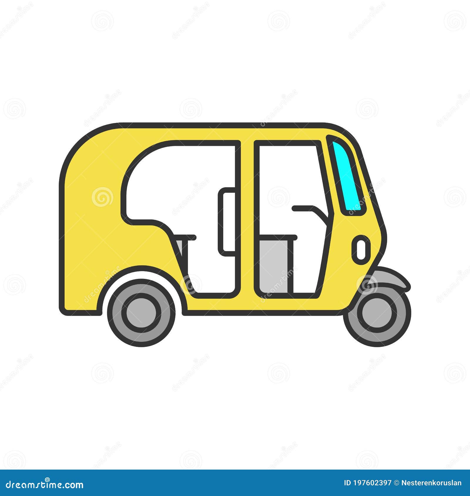 Auto rickshaw color icon stock vector. Illustration of rickshaw - 197602397