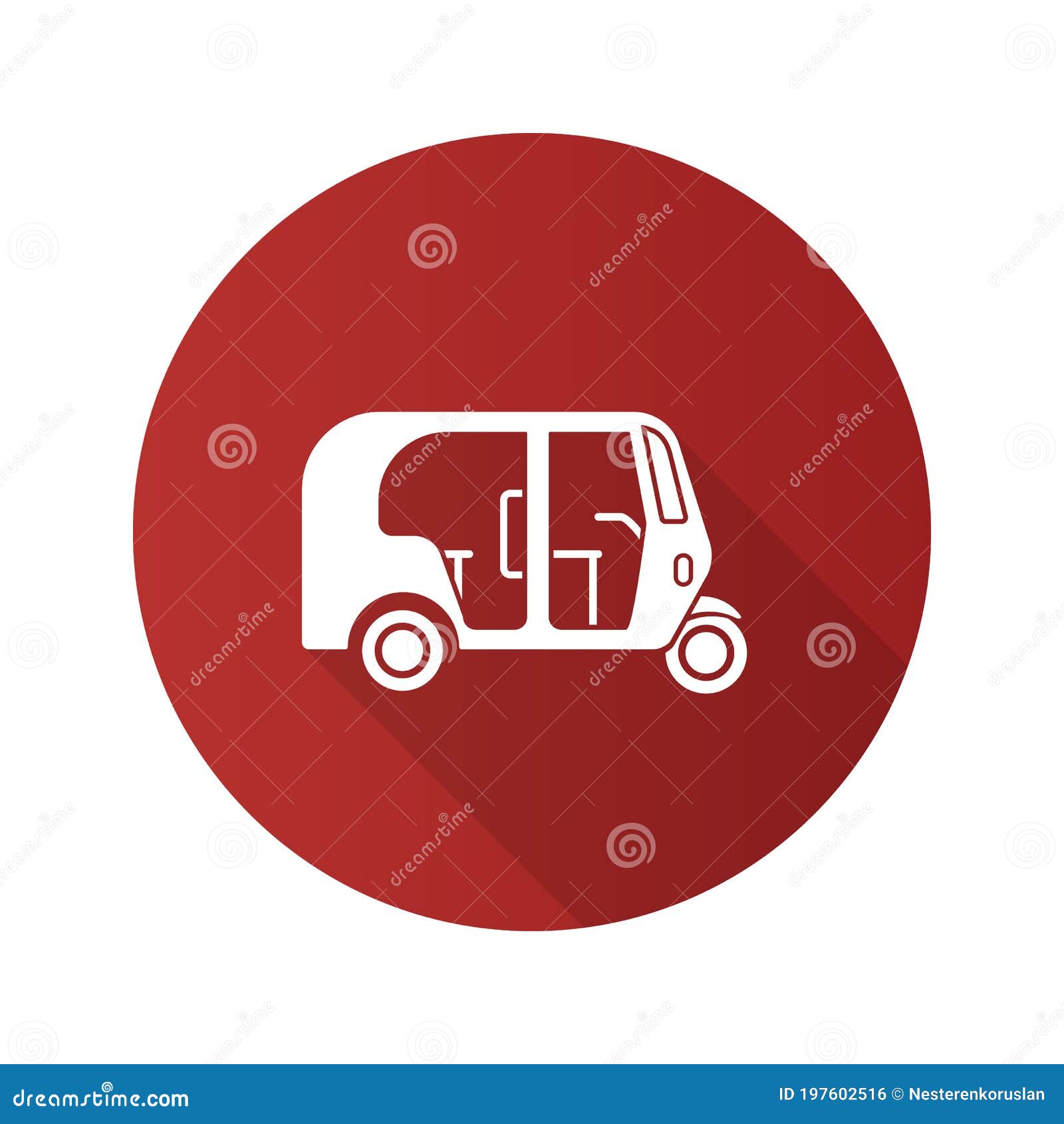 Auto Rickshaw Flat Design Long Shadow Glyph Icon Stock Vector ...