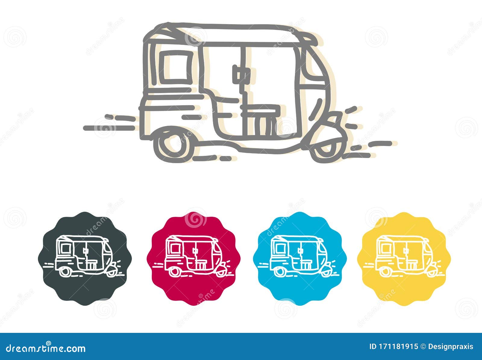 Rickshaw Icon Vector From Public Transportation Concept. Thin Line ...