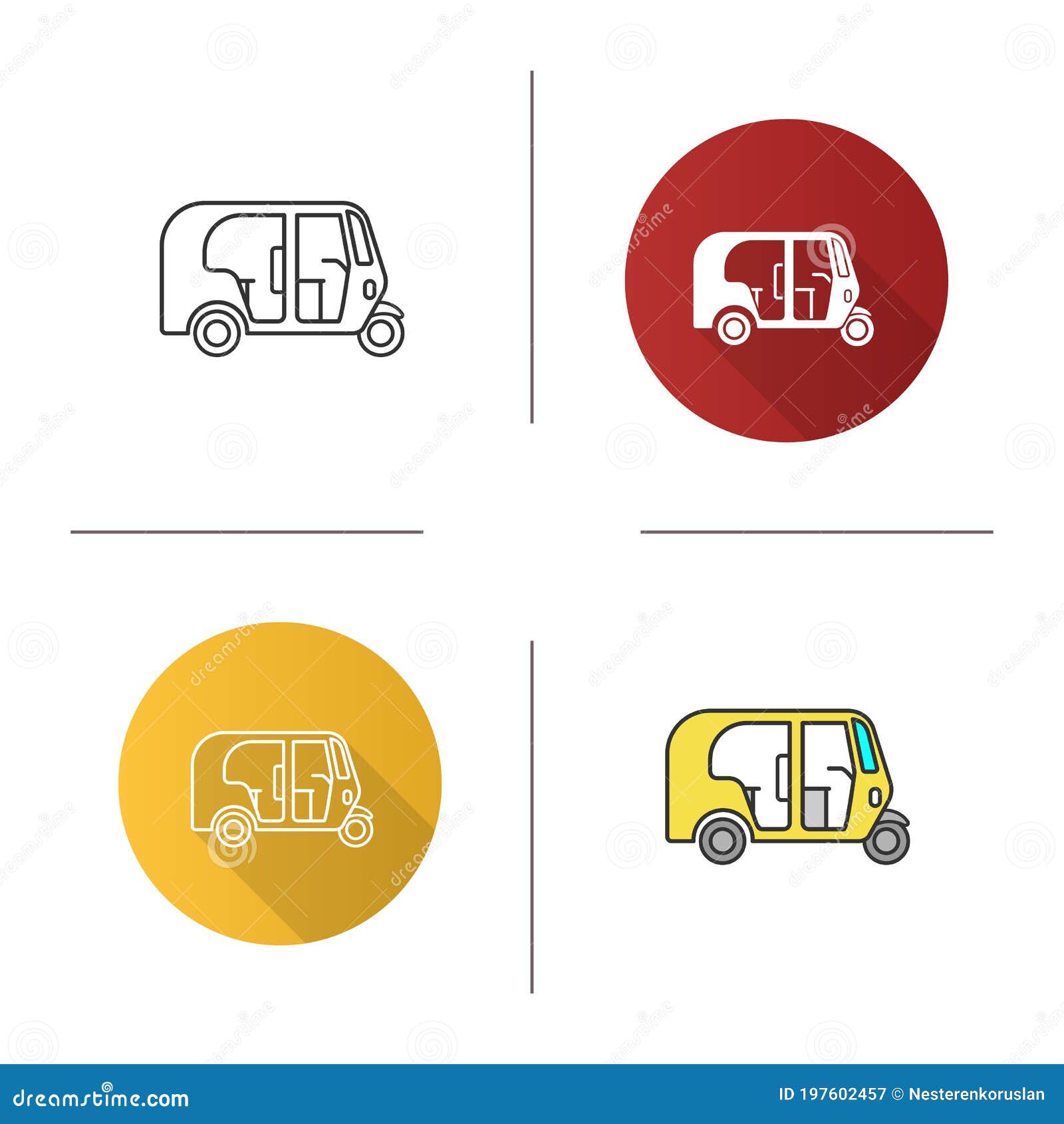 Auto rickshaw icon stock vector. Illustration of rickshaw - 197602457