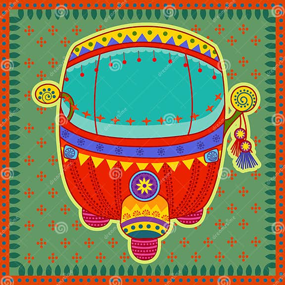 Auto Rickshaw in Indian Art Style Stock Vector - Illustration of ...