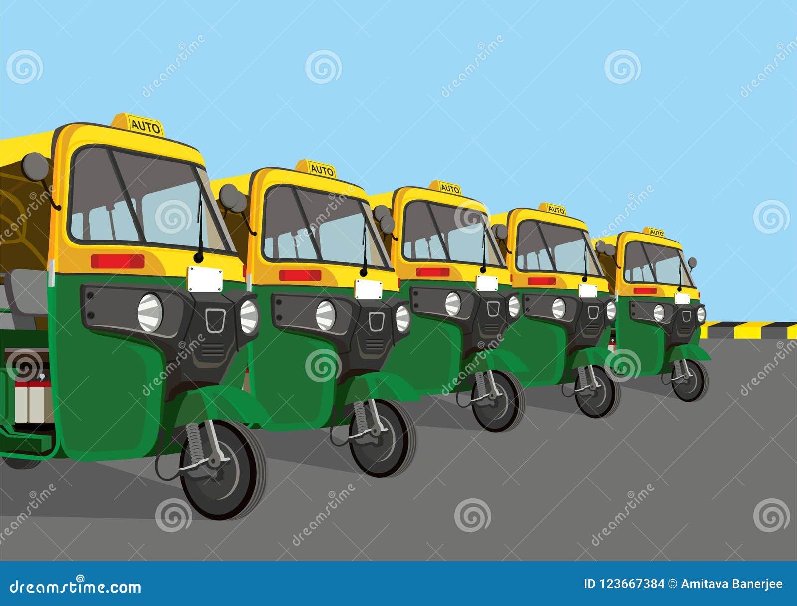 Auto rickshaw stand stock illustration. Illustration of icons - 123667384