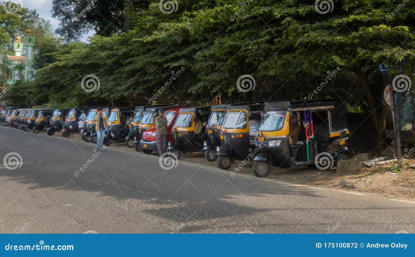 Auto Rickshaws in a Line on an Indian Road Editorial Photography ...