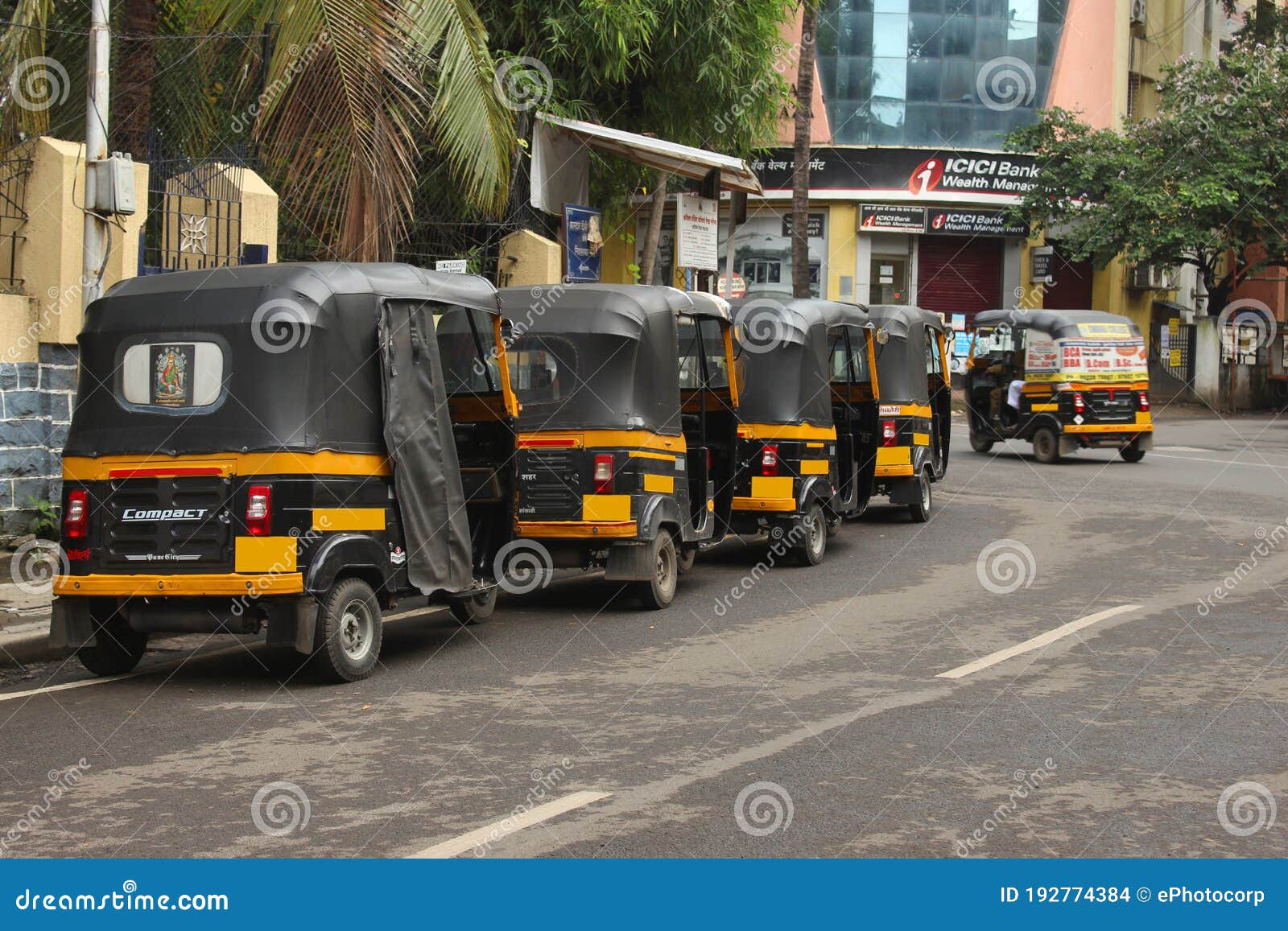 Auto Rickshaws Standing in Queue on Road, Pune, Maharashtra Editorial ...