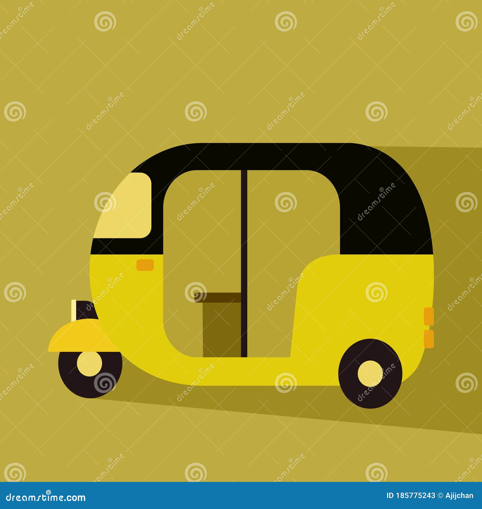 Three Wheeler Auto Rickshaw Isolated In Nature Vector Illustration ...