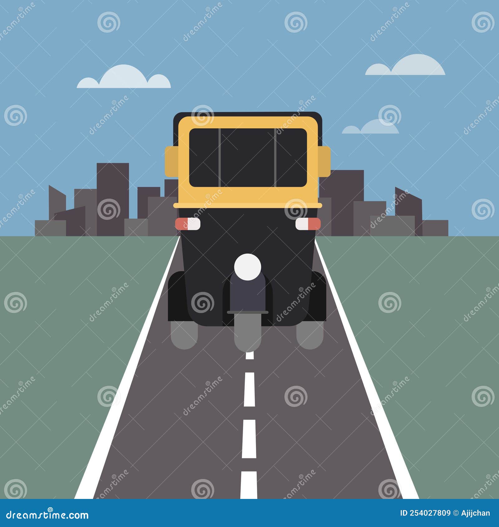 Three Wheeler Auto Silhouette Icon. Clipart Image Cartoon Vector ...