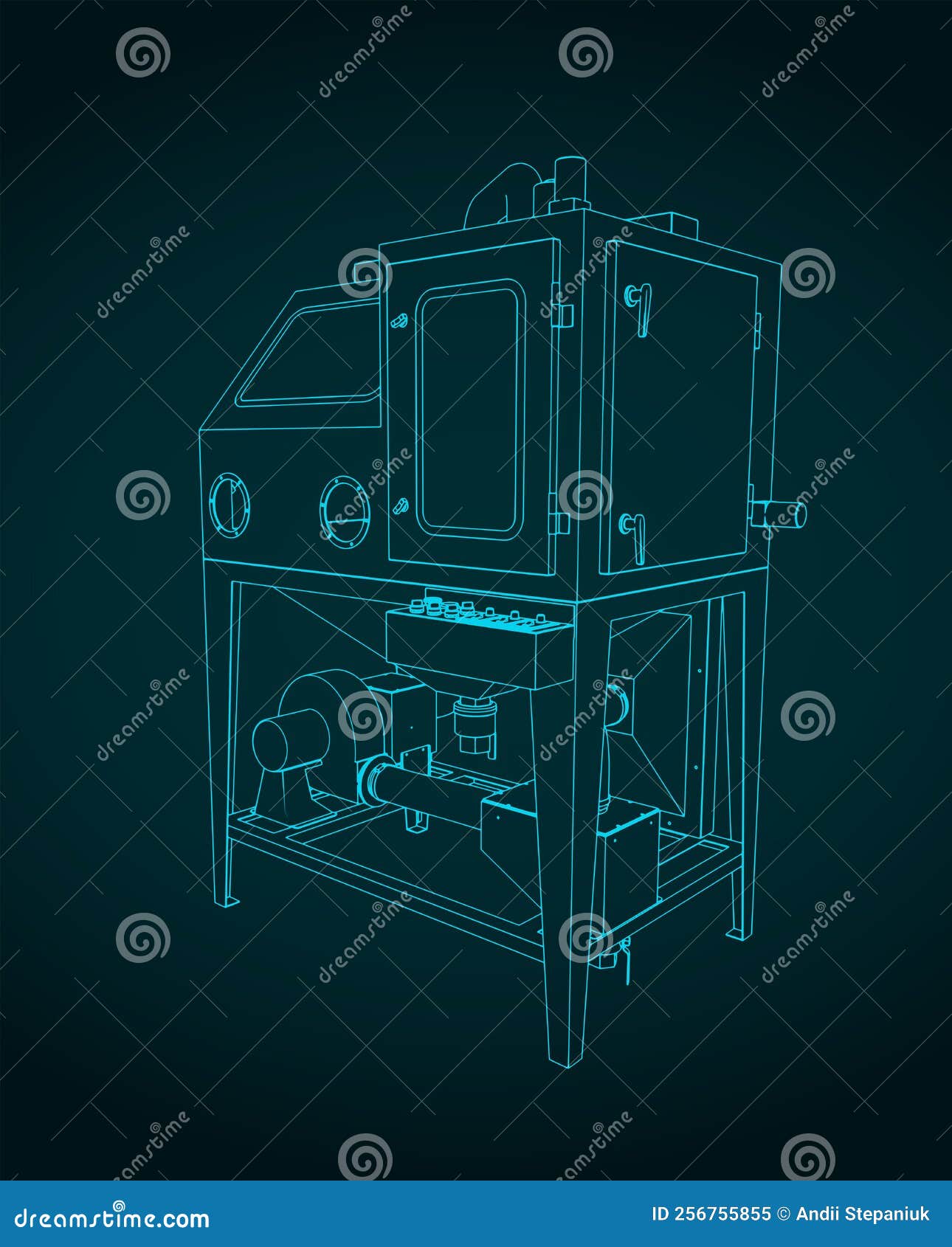Auto Rotary Sand Blasting Machine Stock Vector - Illustration of heavy ...