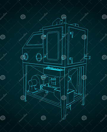 Auto Rotary Sand Blasting Machine Stock Vector - Illustration of heavy ...