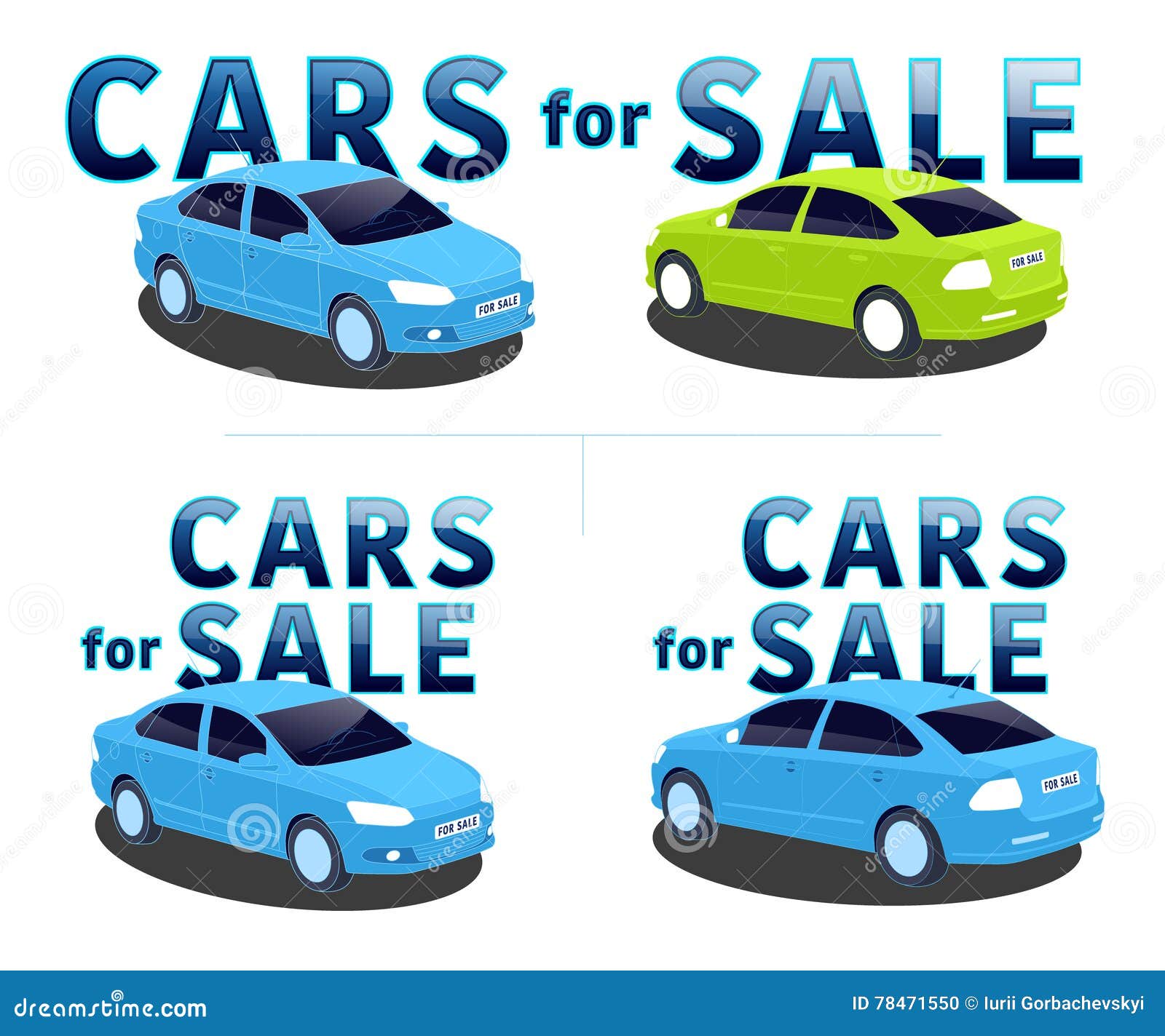 Auto's voor verkoop vector illustratie. Illustration of partij - 78471550