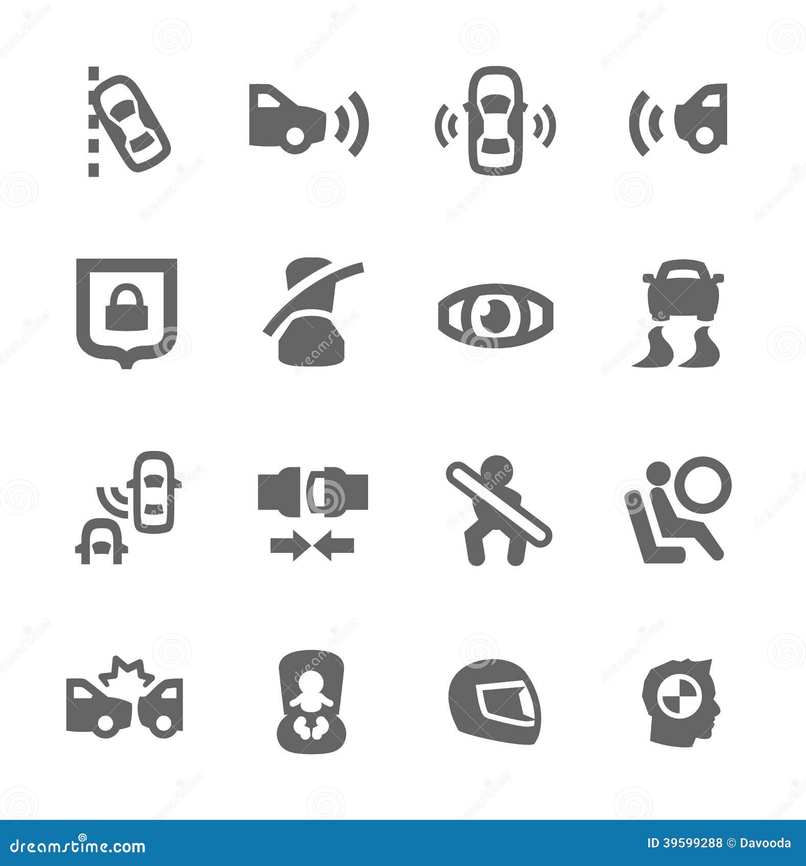 Auto safety icons stock vector. Illustration of crash - 39599288