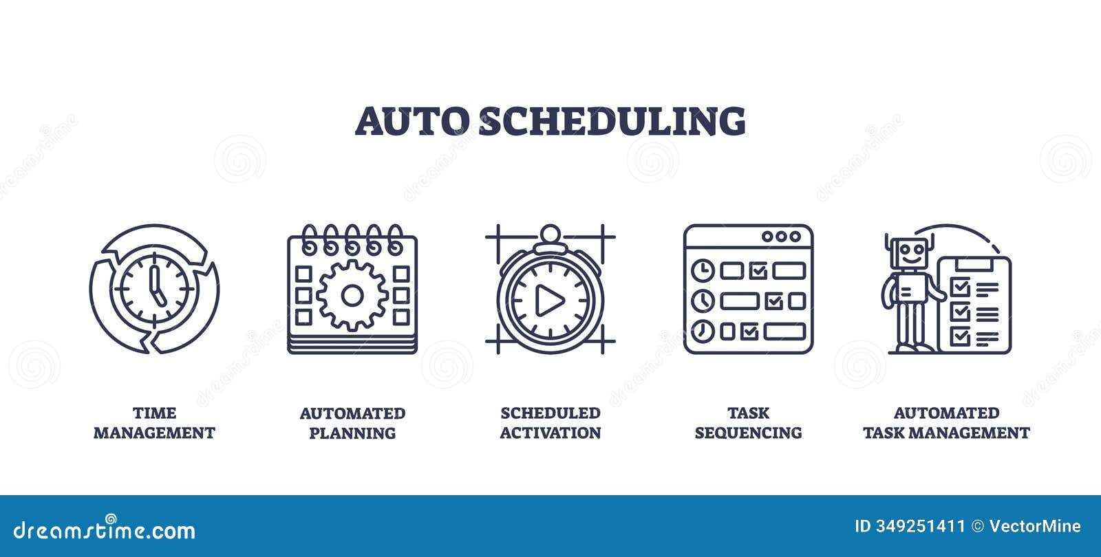 Auto Scheduling Icons Show Time Management, Planning, And Task ...
