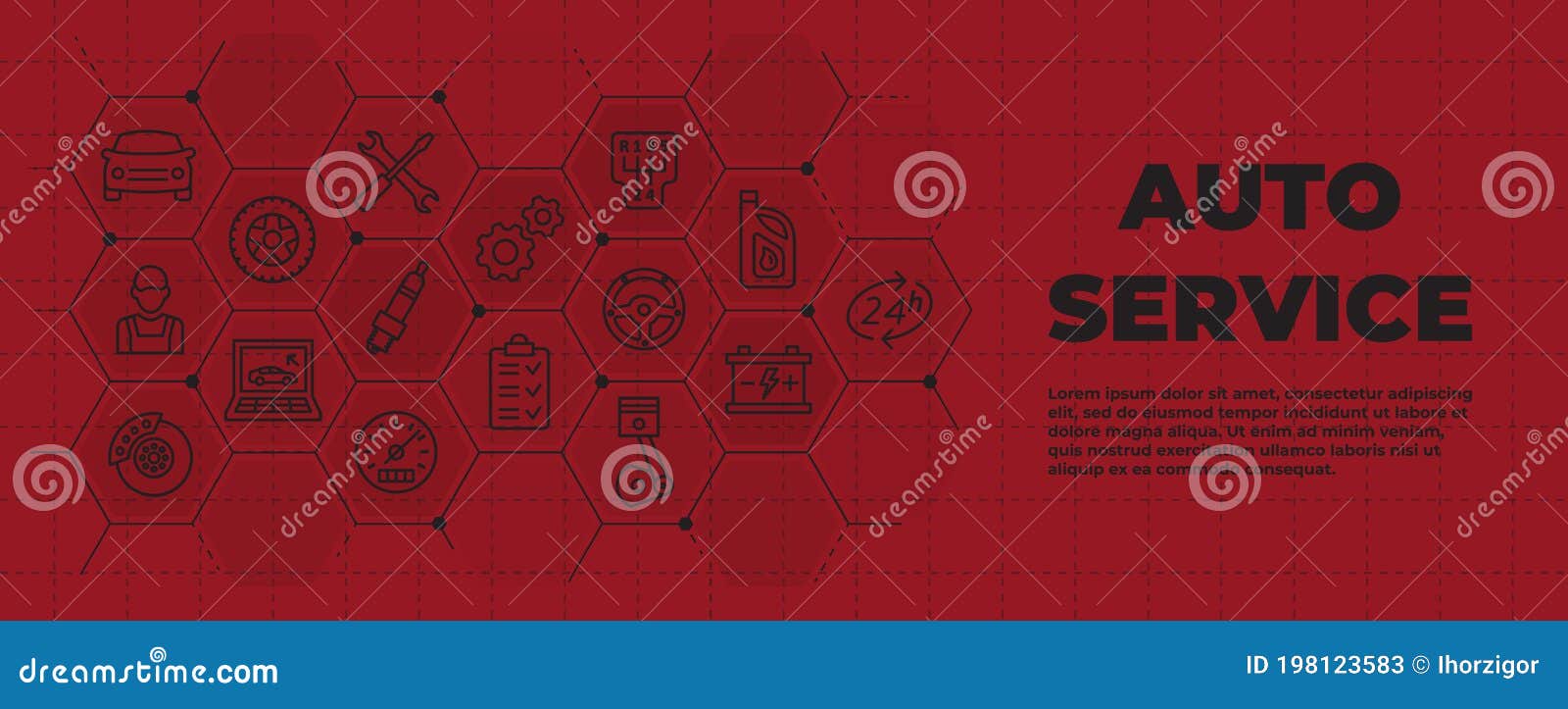 Auto Service Background with Icons and Signs Stock Vector ...